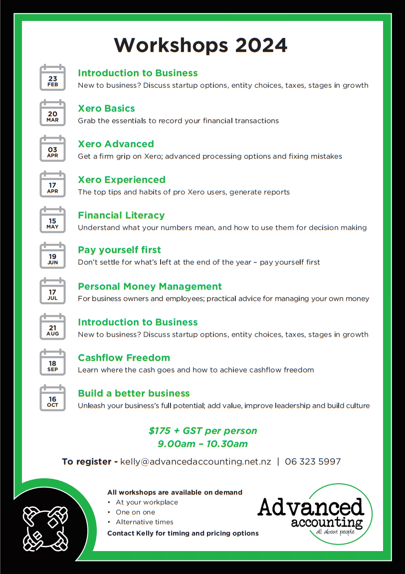 Workshops for 2024! - Advanced Accounting